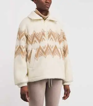Varley Hendrik Faux Shearling Half-zip Sweatshirt - Ivory