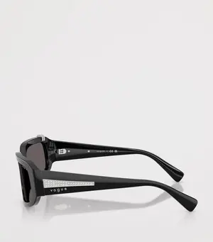 VOGUE Rhinestone Embellished Irregular Sunglasses - Black