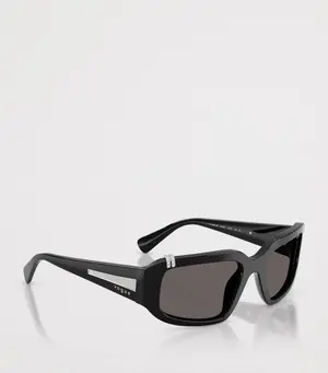 VOGUE Rhinestone Embellished Irregular Sunglasses - Black