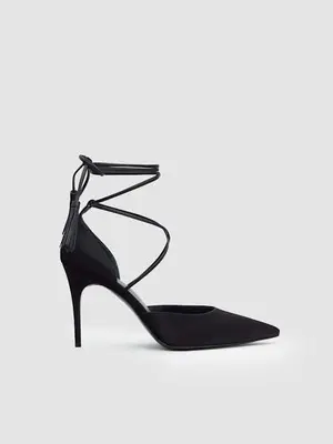 REFORMATION Julia Tassel Satin Pumps - Black