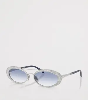 VOGUE Rhinestone Embellished Sunglasses - Silver