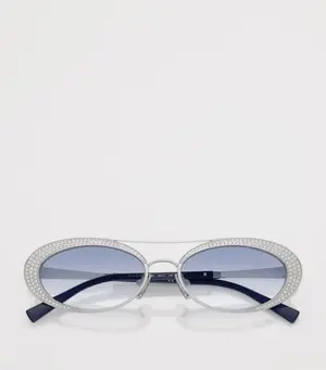 VOGUE Rhinestone Embellished Sunglasses - Silver