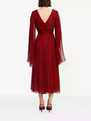 FRAMBOISE Enrica V-neck Silk Midi Dress
