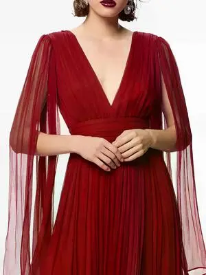 FRAMBOISE Enrica V-neck Silk Midi Dress