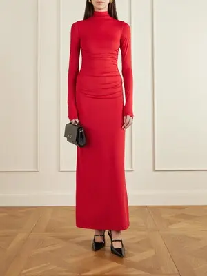 Altuzarra Jazmina Ruched Stretch-jersey Maxi Dress - Red