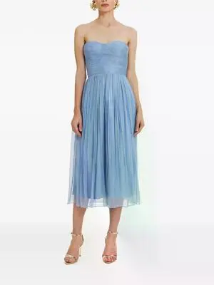 Strapless Pleated Midi Dresses