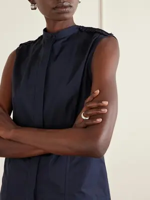 JIL SANDER Ruffled Cotton-poplin Top