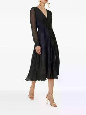 FRAMBOISE Vasquez Pleated Silk Midi Dress