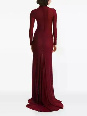 2310 STUDIO Long-sleeve Mesh Maxi Dress - Red