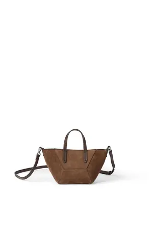Brunello Cucinelli Mini Suede Bc Duo Bag - Bark