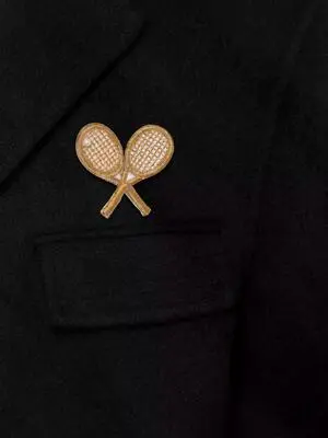 Thom Browne Tennis Racket Brooch - Gold