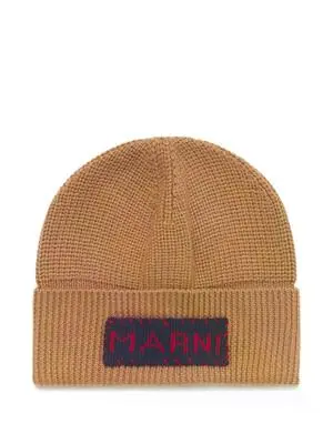 Marni Ribbed Knit Beanie - Brown