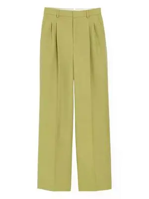 AMI Paris Pleated Wide Leg Trousers - Green