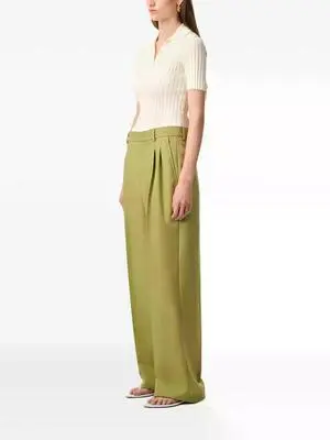 AMI Paris Pleated Wide Leg Trousers - Green