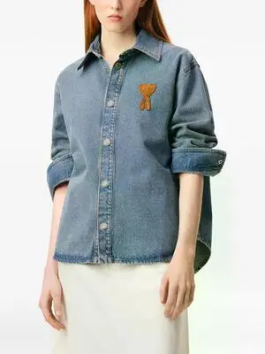AMI Paris De Coeur Denim Overshirt - Blue