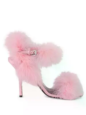 Moschino Feather-embellished Sandals - Pink