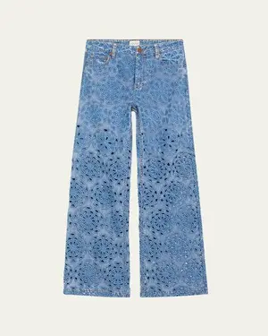 Alice + Olivia Weezy Laser-cut Wide-leg Jeans