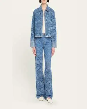 Alice + Olivia Weezy Laser-cut Wide-leg Jeans