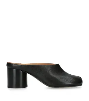 MAISON MARGIELA Leather Tabi Heeled Mules - Black
