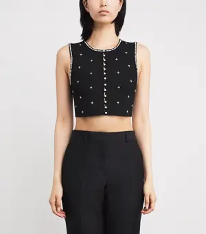Sandro Knitted Embellished Crop Top