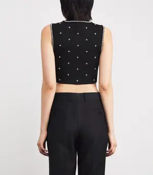 Sandro Knitted Embellished Crop Top