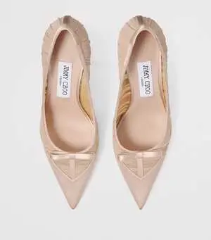 JIMMY CHOO Love 85 Draped Mesh Pumps - Nude