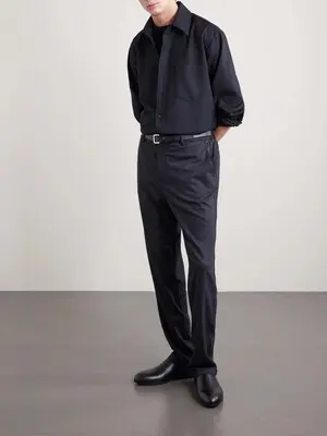 Sunspel Tapered Stretch Wool And Cashmere-blend Flannel Trousers - Gray