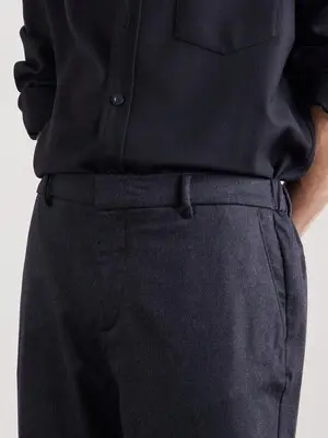 Sunspel Tapered Stretch Wool And Cashmere-blend Flannel Trousers - Gray