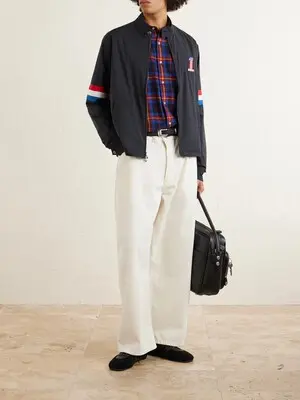 GOD'S TRUE CASHMERE Striped Appliquéd Recycled Shell Jacket