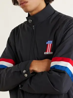 GOD'S TRUE CASHMERE Striped Appliquéd Recycled Shell Jacket