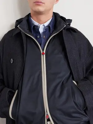 Kiton Suede-trimmed Shell Hooded Jacket