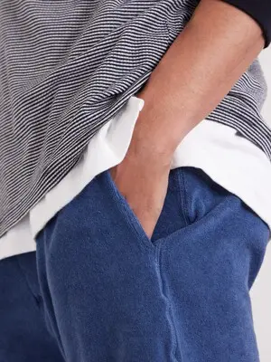 Fedeli Slim-fit Cotton-terry Drawstring Shorts - Blue