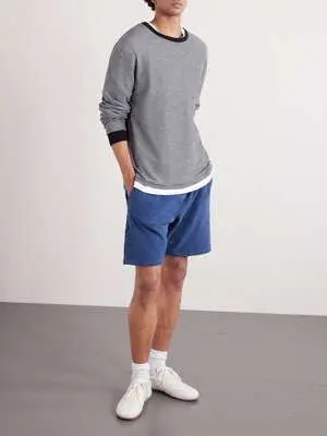 Fedeli Slim-fit Cotton-terry Drawstring Shorts - Navy