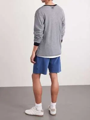 Fedeli Slim-fit Cotton-terry Drawstring Shorts - Navy