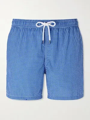 Fedeli Madeira Gingham Seersucker Swim Shorts - Blue