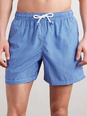 Fedeli Madeira Gingham Seersucker Swim Shorts - Blue