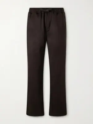 SAMAN AMEL Straight-leg Cashmere Drawstring Trousers - Brown