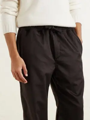 SAMAN AMEL Straight-leg Cashmere Drawstring Trousers - Brown