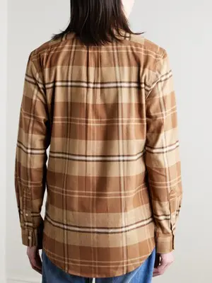 Polo Ralph Lauren Button-down Collar Logo-embroidered Checked Cotton-blend Twill Shirt - Brown