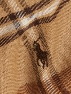 Polo Ralph Lauren Button-down Collar Logo-embroidered Checked Cotton-blend Twill Shirt - Brown