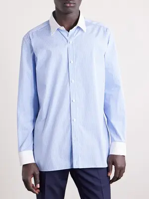 TOM FORD Striped Cotton-poplin Shirt - Blue