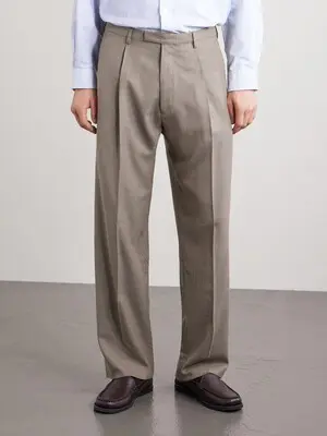 Boglioli Straight-leg Pleated Virgin Wool-hopsack Trousers