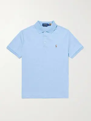 Polo Ralph Lauren Logo-embroidered Cotton-jersey Polo Shirt - Blue