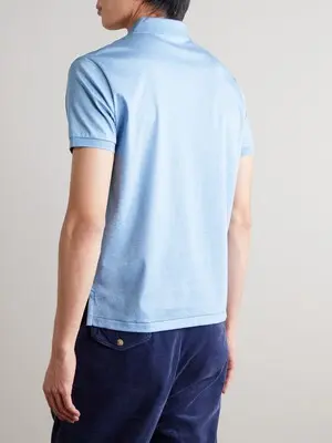 Polo Ralph Lauren Logo-embroidered Cotton-jersey Polo Shirt - Blue
