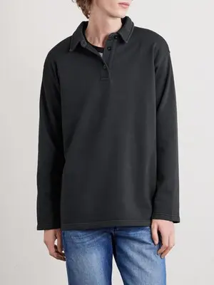 A.p.c. Logo-embroidered Cotton-jersey Polo Shirt - Black