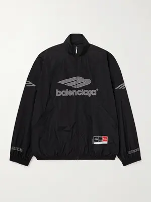 Balenciaga Appliquéd Logo-embroidered Track Jacket - Black