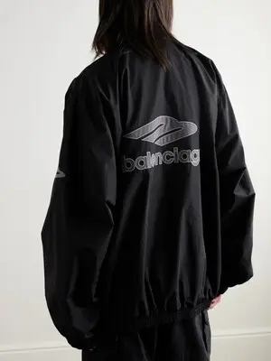 Balenciaga Appliquéd Logo-embroidered Track Jacket - Black