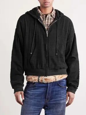 424 Hoorsenbuhs Cropped Embroidered Cotton Zip-up Hoodie