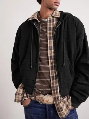 424 Hoorsenbuhs Cropped Embroidered Cotton Zip-up Hoodie