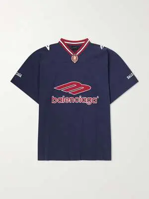 Balenciaga Balenciaga - Oversized Embroidered Printed Cotton-Jersey T-Shirt - Men - Blue - XS Navy